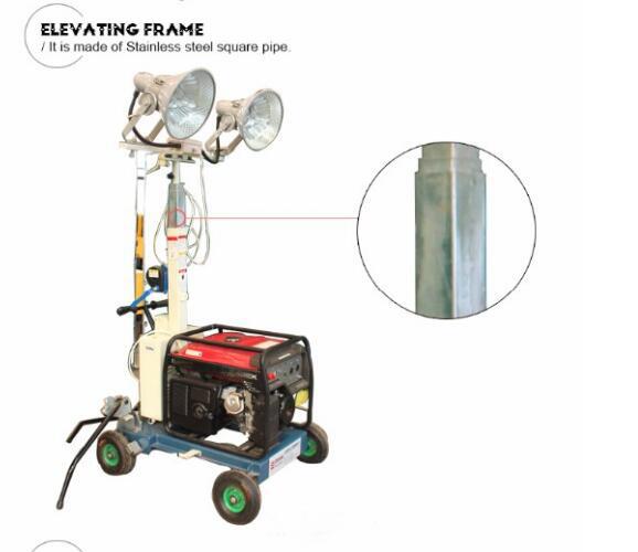 Hand Push Mobile Light Tower 5m Mast LED Lamp Beacon Without Genset