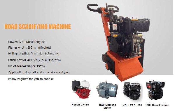 200mm Concrete Scraper Machine 178F Diesel Engine Floor Scraper Machine