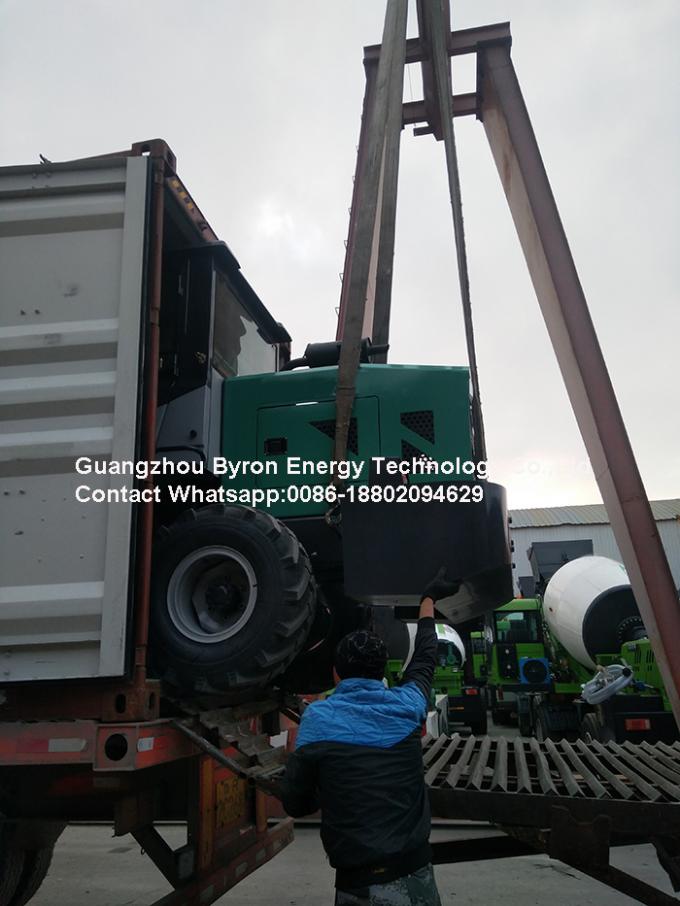 Green Front End Mini Wheel Loader With Quickhitach And Electric Floating